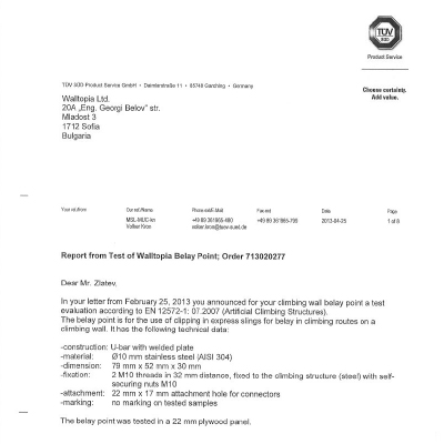 Walltopia Load Testing Protection Points EN12572 | Walltopia